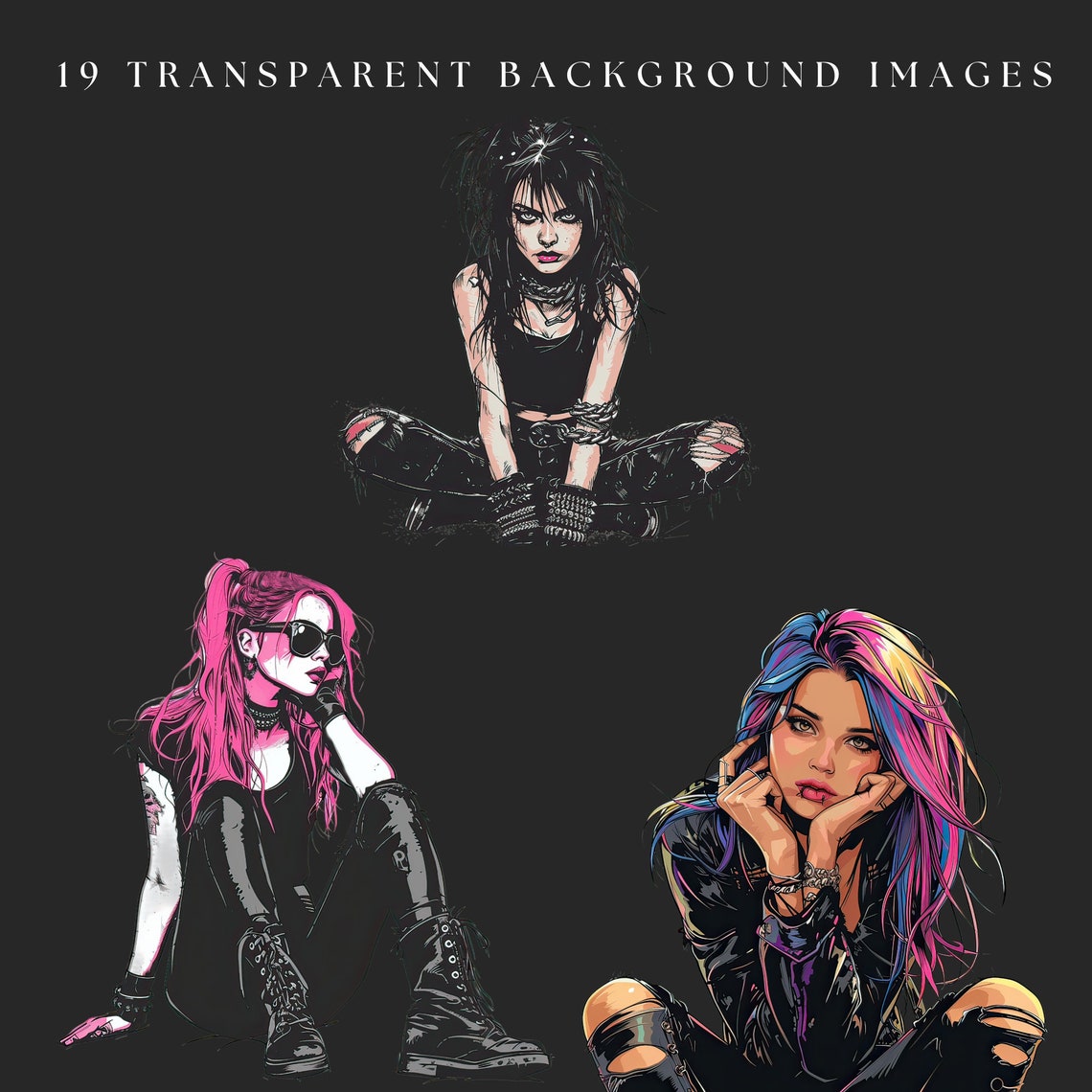 Punk Rock Girl Clipart Punk Subculture Edgy Punk Art Heavy Metal Rock ...