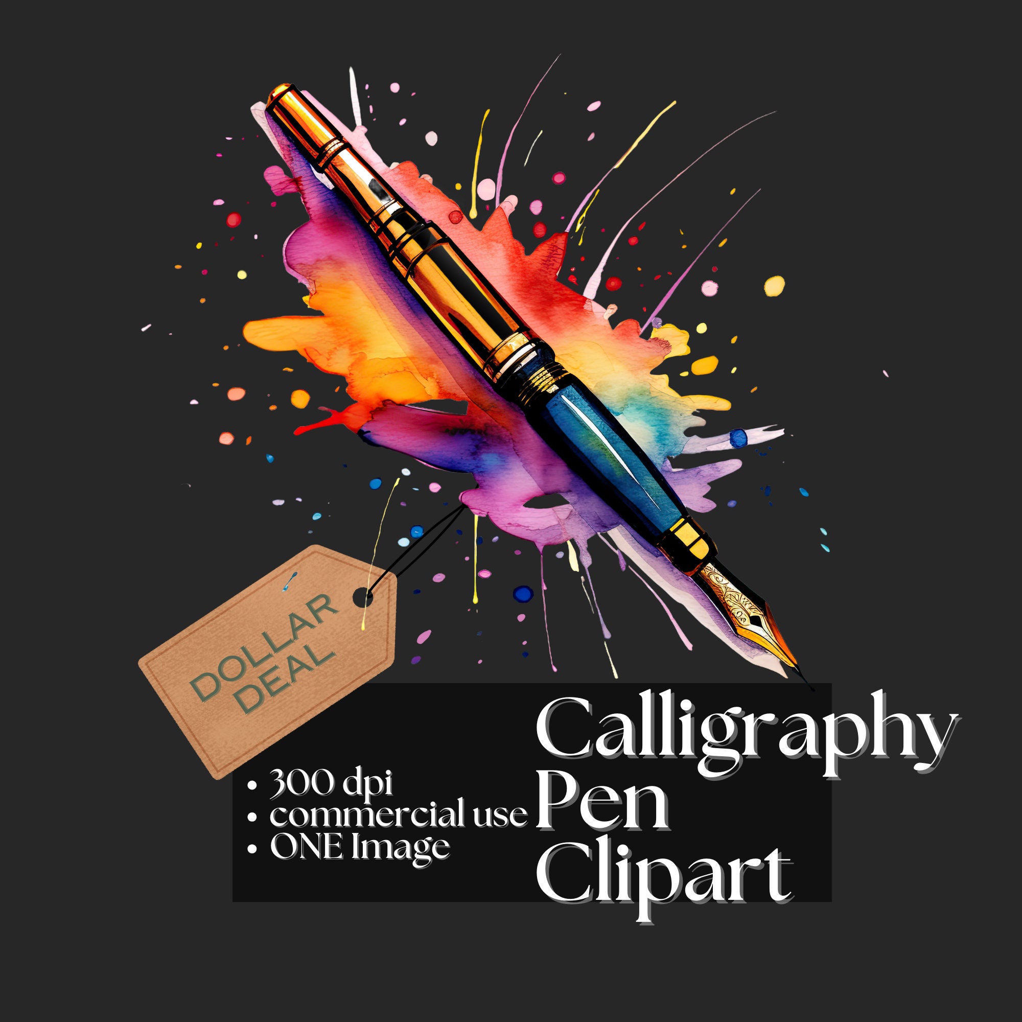 Calligraphy Pen Clipart - Artist Graphic Ink Splatter Writer Image ...