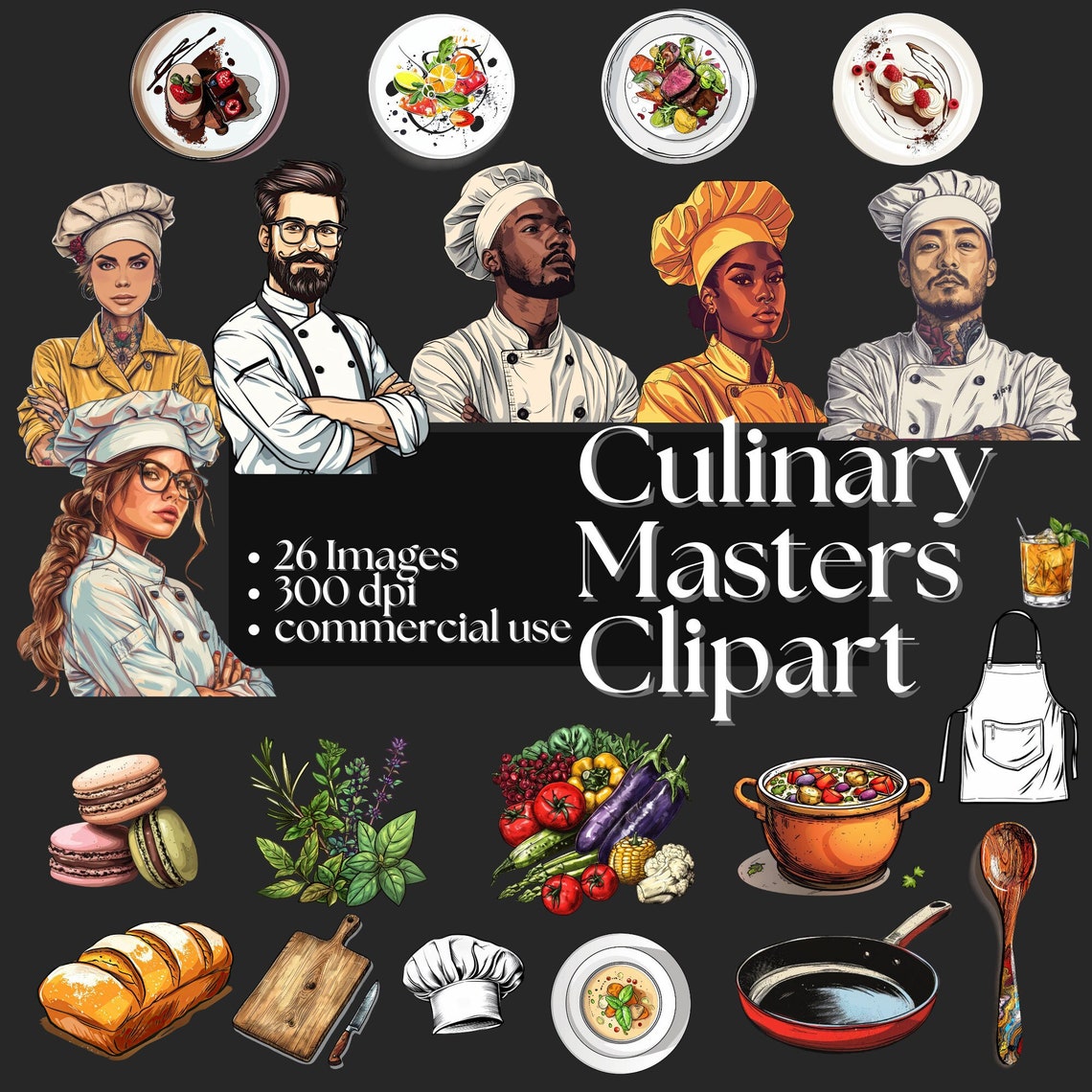 Chef Clipart Culinary Master Graphics Cooking Kitchen Food Culinary Art ...