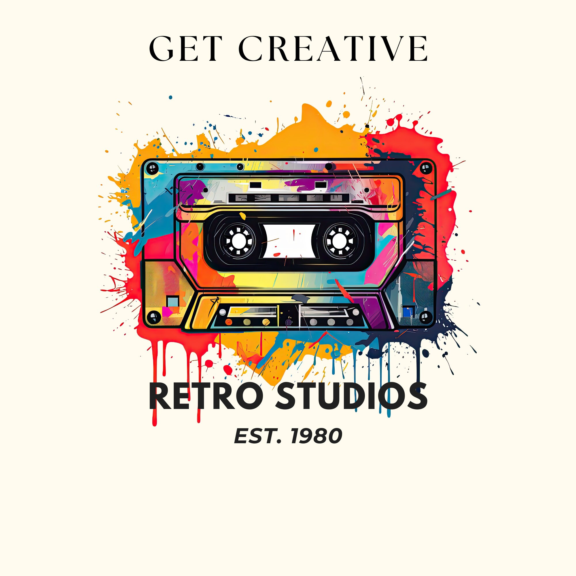 Retro Cassette Tape Clipart Bright Musical Graphic 80s 90s Vintage Mix ...