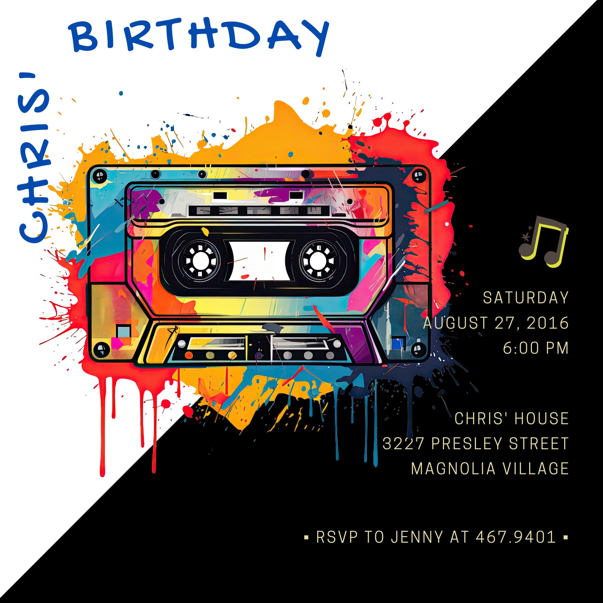 Retro Cassette Tape Clipart Bright Musical Graphic 80s 90s Vintage Mix ...