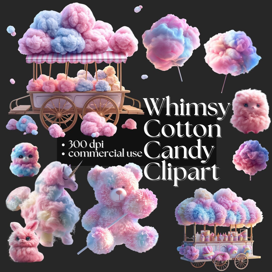 Whimsy Cotton Candy Clipart Cute Fluffy Animals Sugary Sweet Images ...