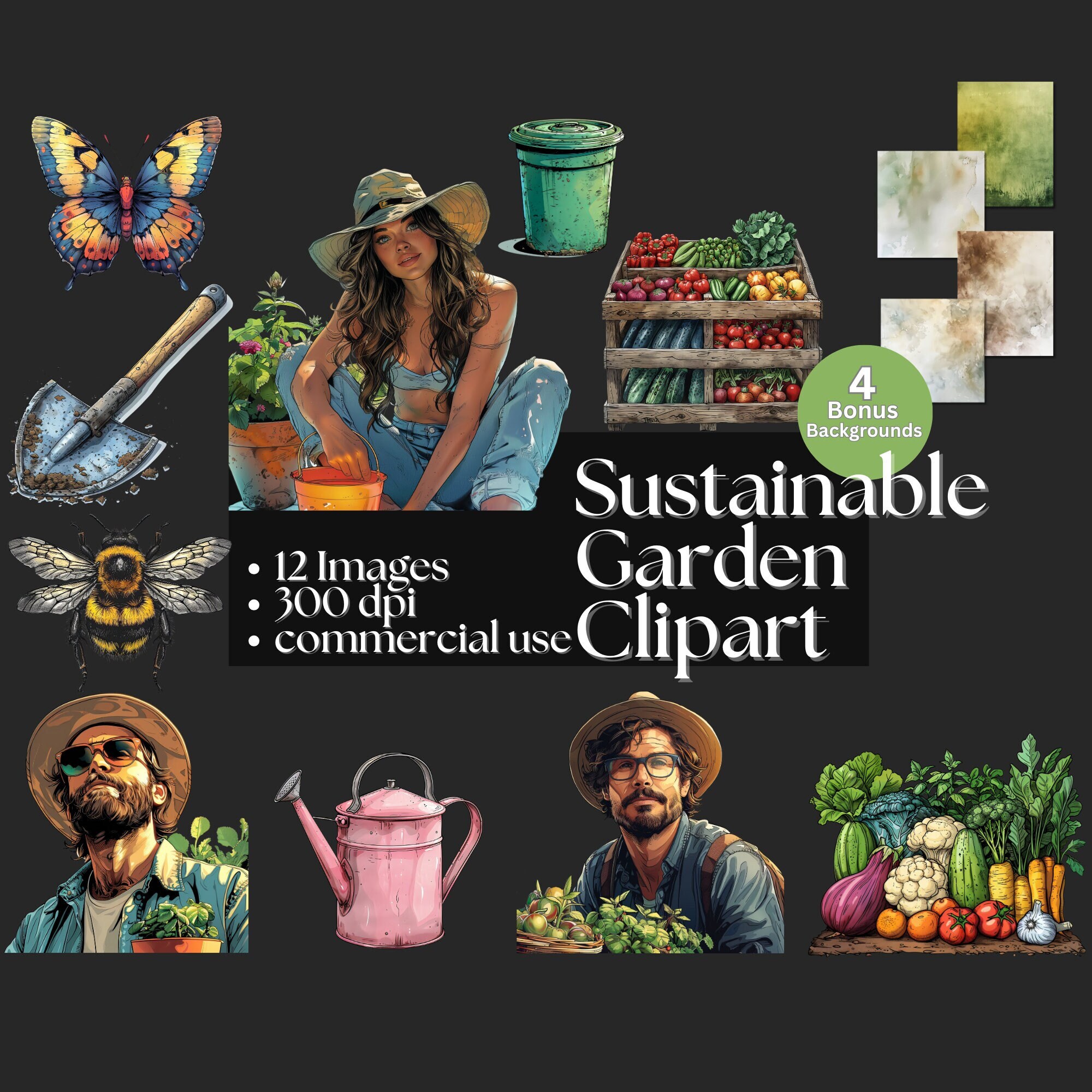 Sustainable Garden Clipart - Gardening Organic Food Green Thumb ...