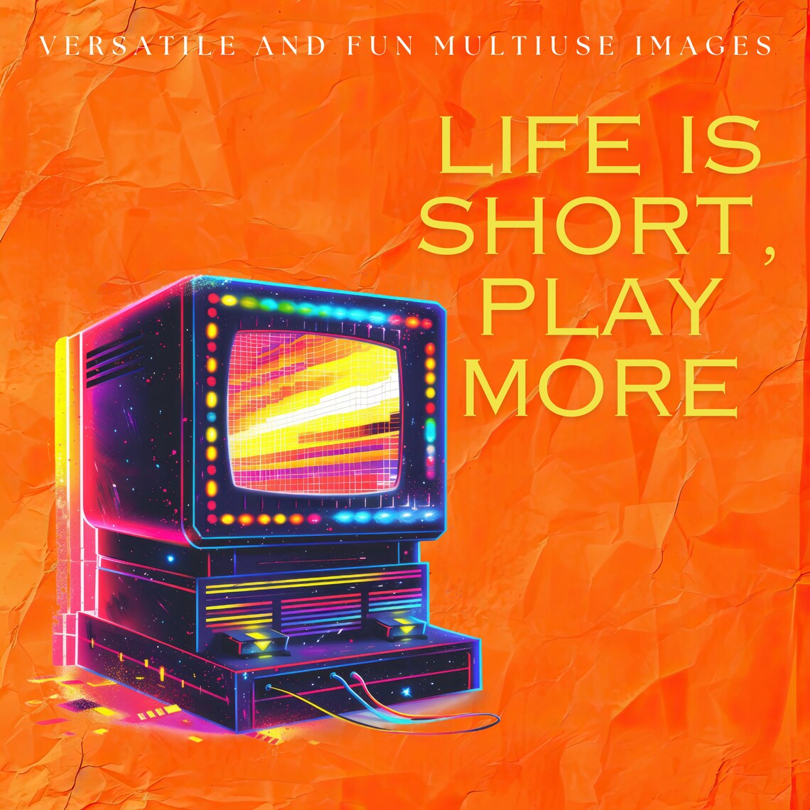 80s Arcade Clipart Neon 80s Video Game Gamer PNG 300 DPI Joystick ...