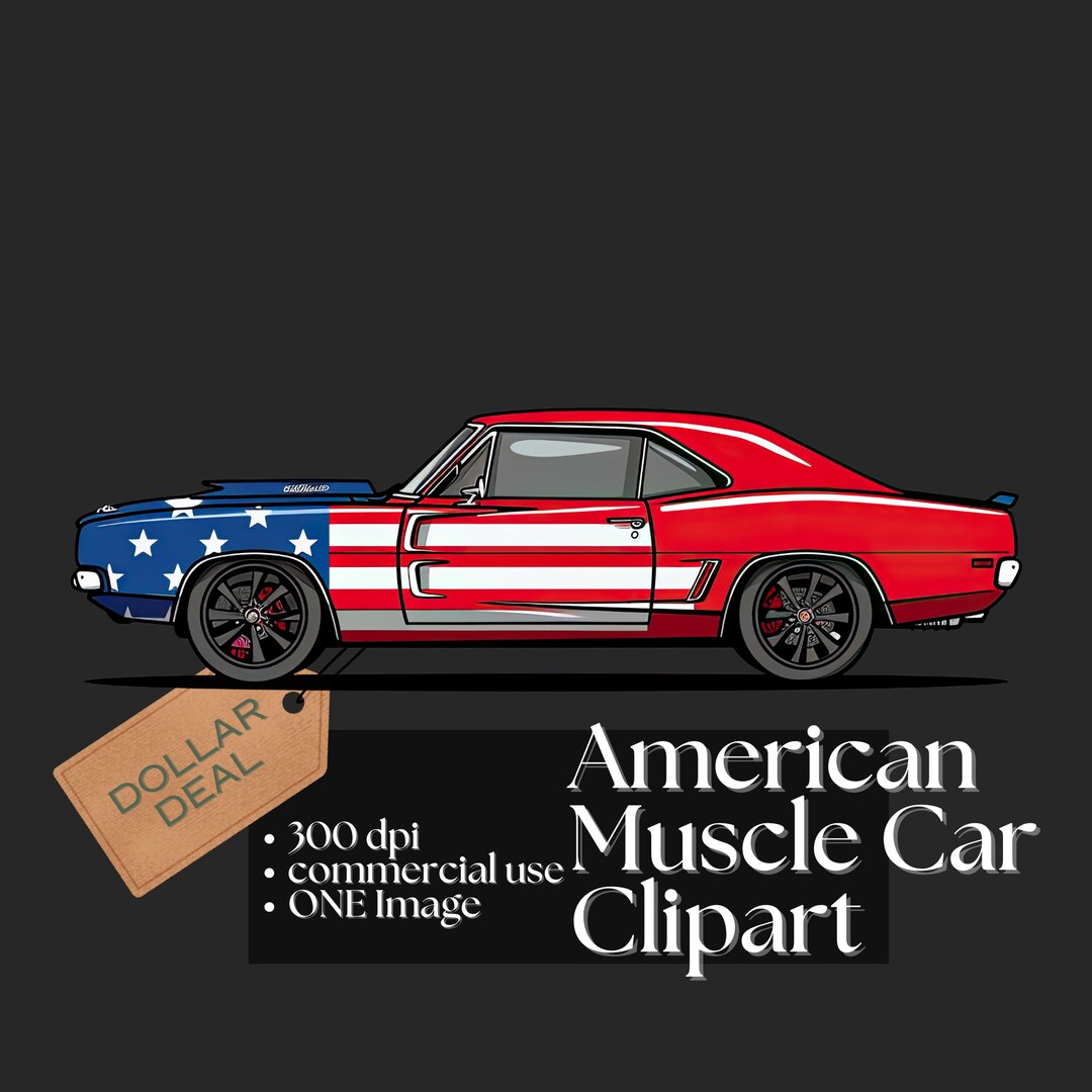 American Muscle Car Clipart - Patriotic Classic Car Graphic ...