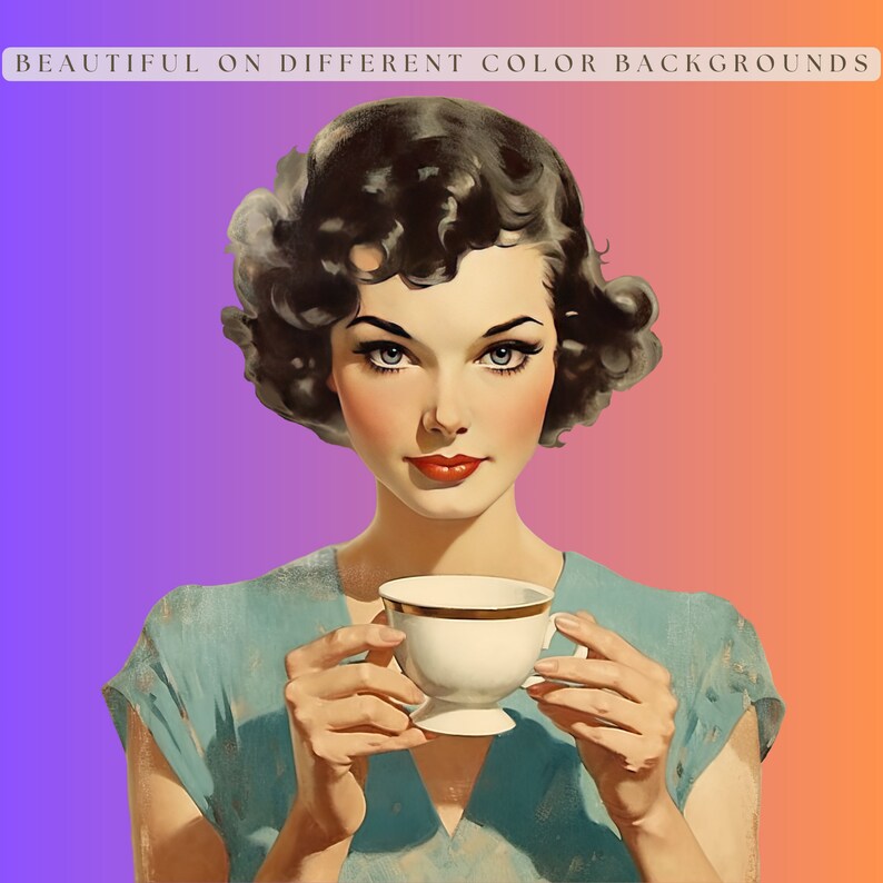 Vintage Beauty Clipart 300 DPI 50s Lady Retro Woman Vintage Art Woman ...