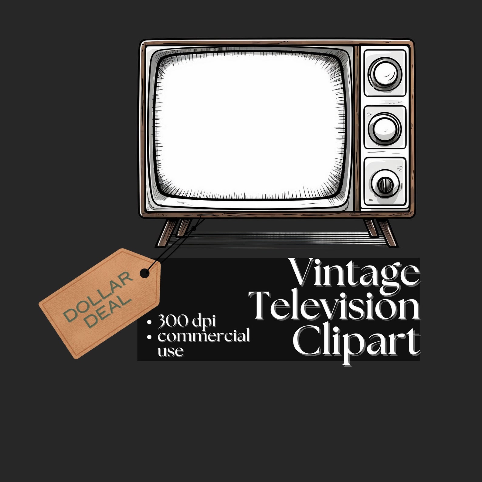 Vintage Television Clipart - Retro TV Graphics, Nostalgic Antique ...