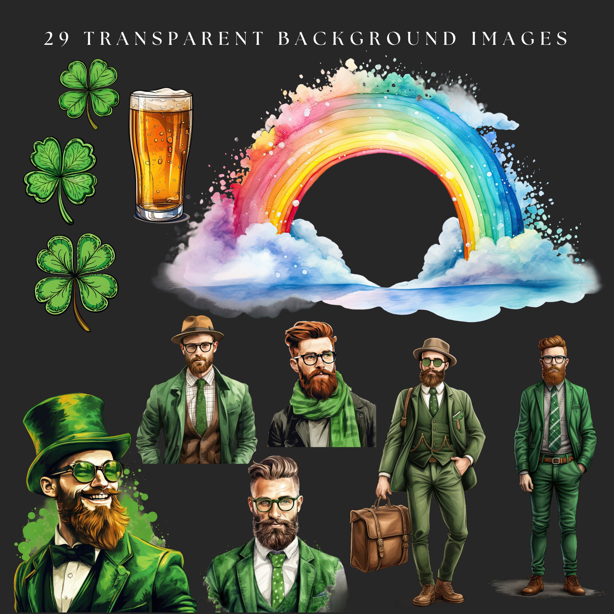 St. Patrick's Day Clipart Hipster St. Paddy's PNG Pot of Gold ...