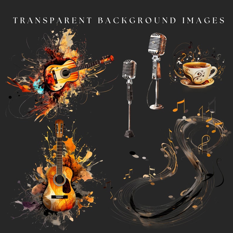 Vintage Music Clipart Retro Vinyl Records Retro Microphone PNG Musician ...