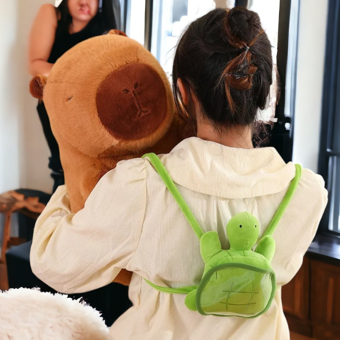 Fluffy Capybara Plush Doll With Tortoise Backpack Brown Capybara Soft ...