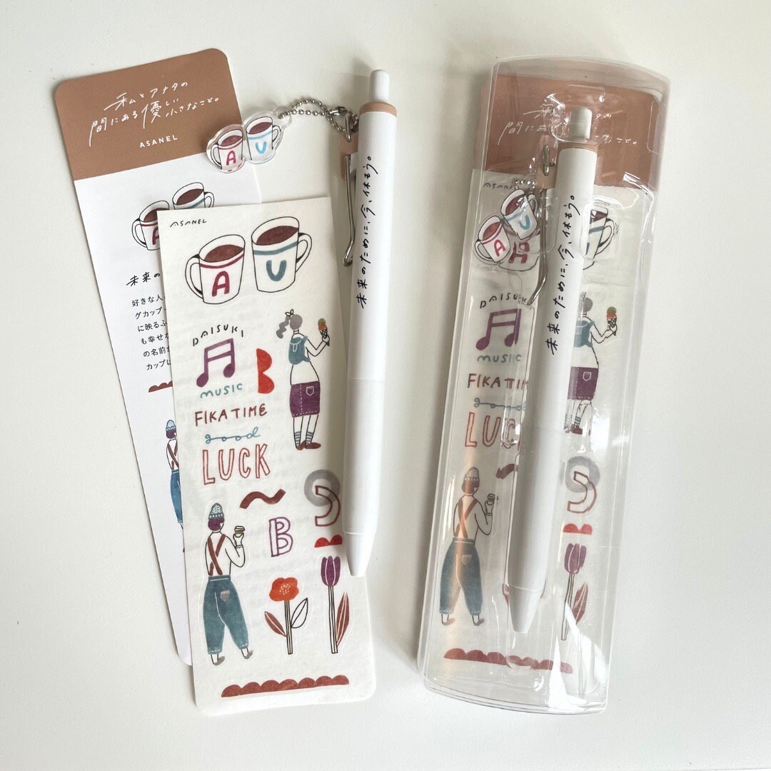 Uniball One Fika X ASANEL 0.5mm Gel Pen With Charm and Sticker Set Limited Edition 3 Designs - Etsy