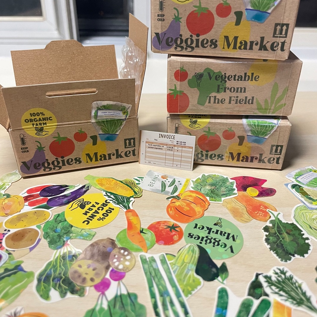 Greeting Life | Hako-seal | Mini Stickers in a Delivery Box | Veggies ...