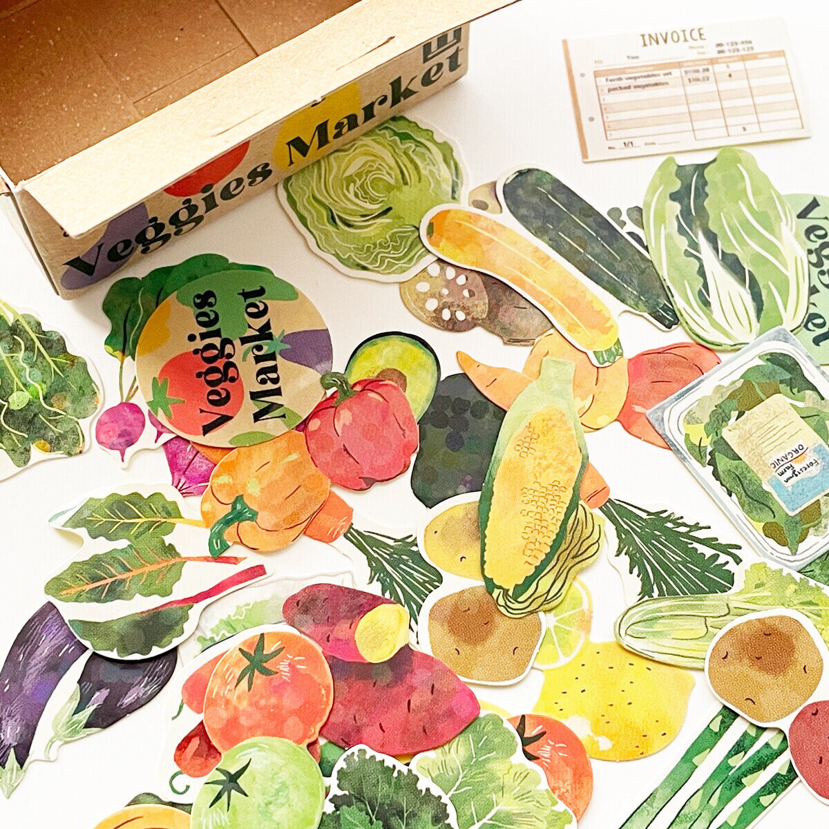 Greeting Life | Hako-seal | Mini Stickers in a Delivery Box | Veggies ...