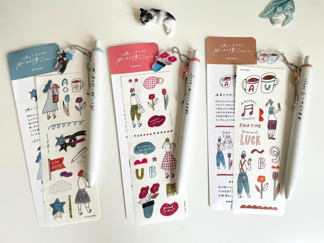 Uniball One Fika X ASANEL 0.5mm Gel Pen With Charm and Sticker Set Limited Edition 3 Designs - Etsy