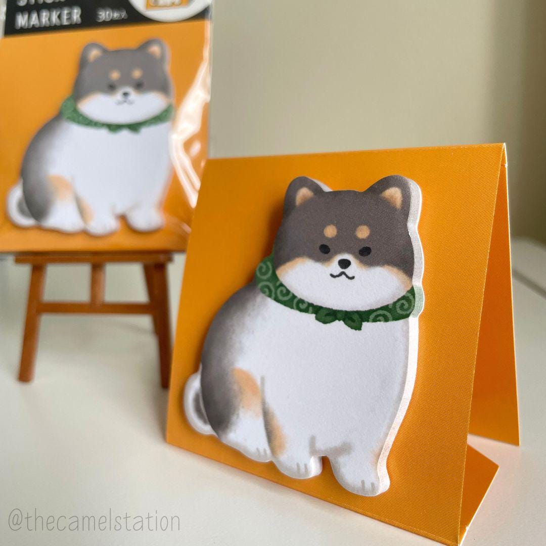 Mind Wave | Stand Sticky Notes | Shiba With Green Scarf - Etsy