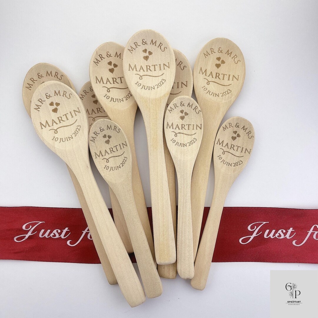 Personalized Wooden Spoon - Custom Honey, Coffee & Teaspoon - Wedding ...