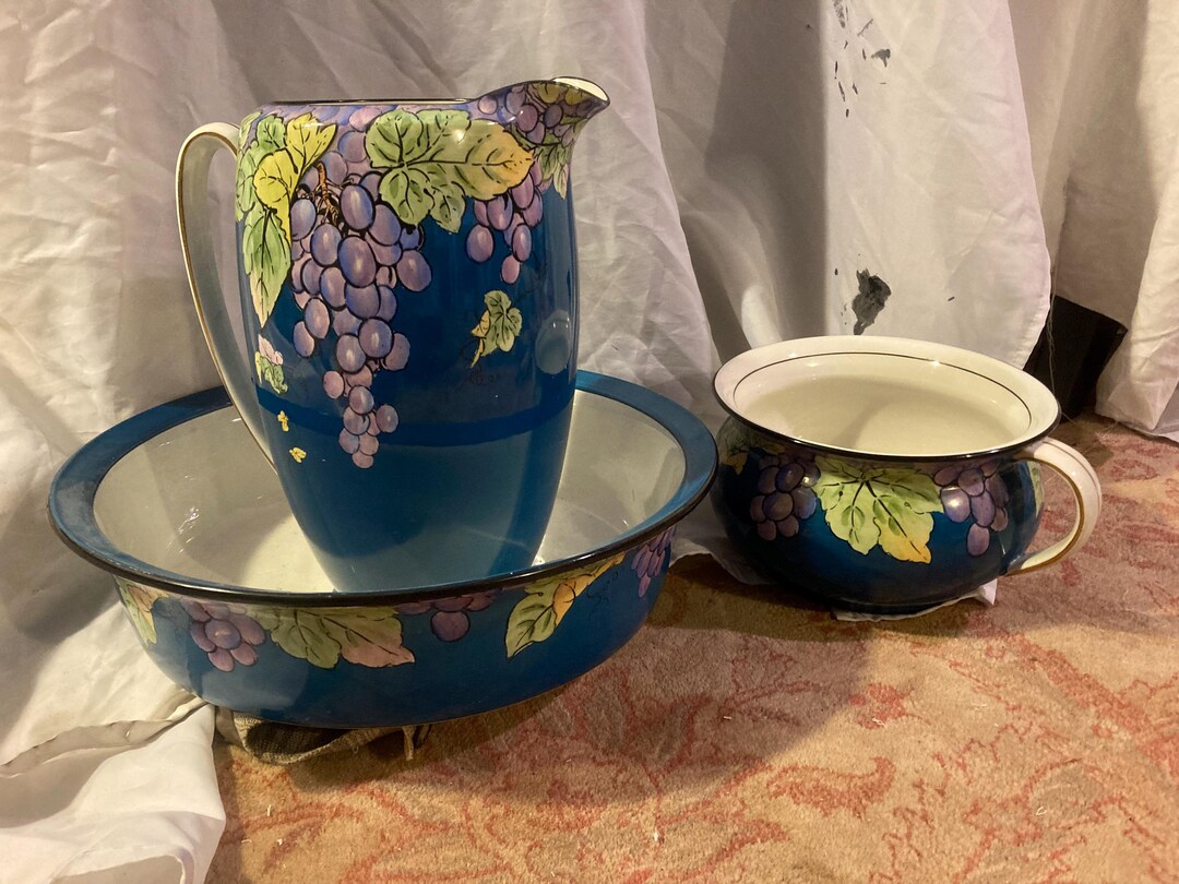 Arts and Crafts Washstand Set of Pitcher, Bowl and Pot With Large ...
