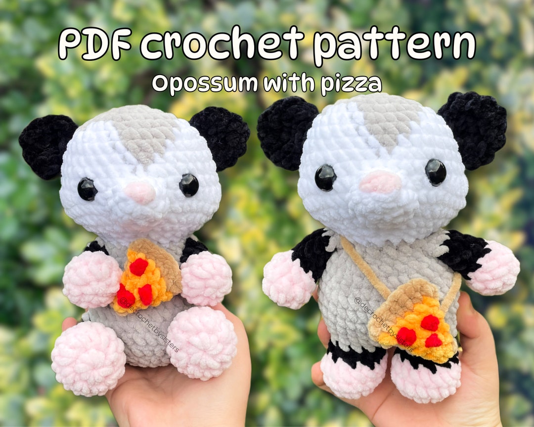 Crochet Pizza Opossum Plushie Pattern Bundle; Amigurumi Cute Opossum ...