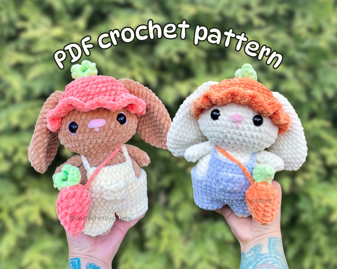 Crochet Bunny Plushie Pattern With Cute Overalls and Bucket Hat ...