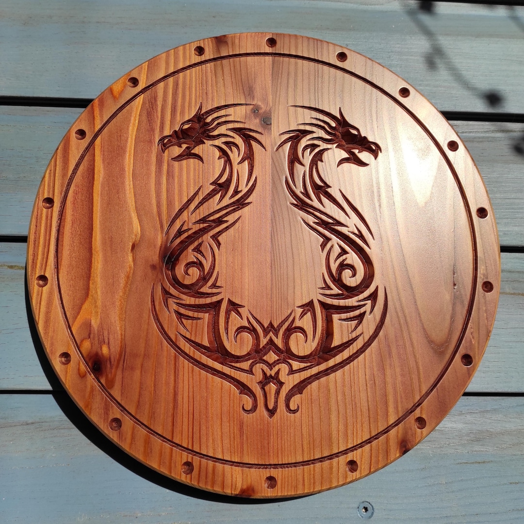 Viking Dragon Shield solid Wood Wall Decor - Etsy