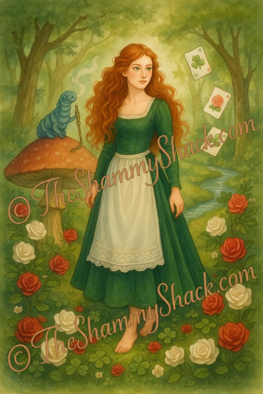 Irish Alice in Wonderland Watercolor Clipart | Whimsical Fairytale ...