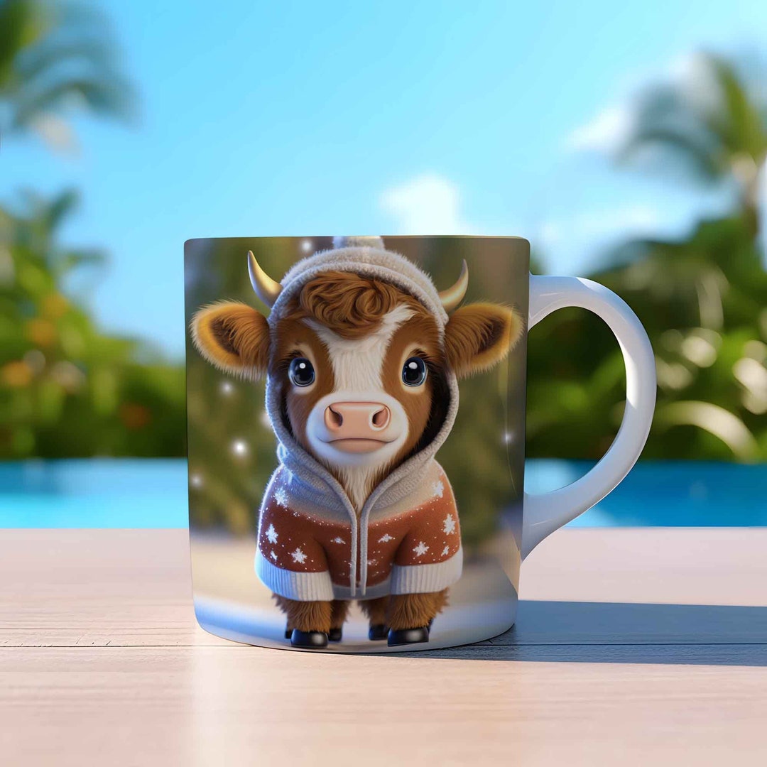 3d Hairy Coo Cow Baby Highland Cow Wrap 11oz and 15oz Mug - Etsy