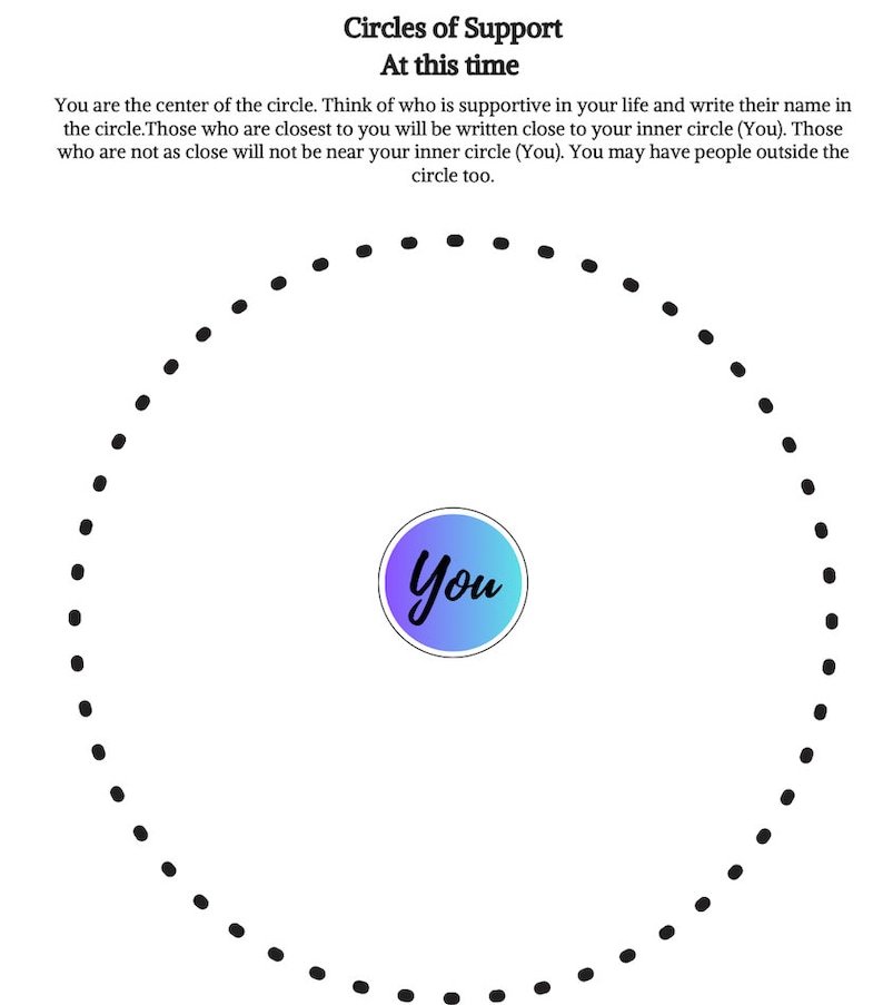 Circle of Support Worksheet - Etsy