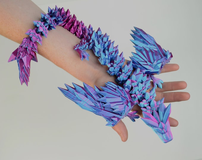 Articulated Crystal Wing Dragon Bendy 3D Printed Crystal Dragon With ...