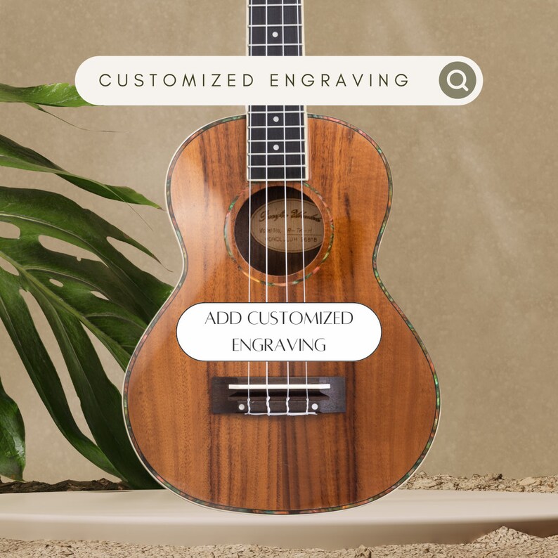 Personalized Engrave Koa Tenor Ukulele Customized Fathers Mothers Day ...