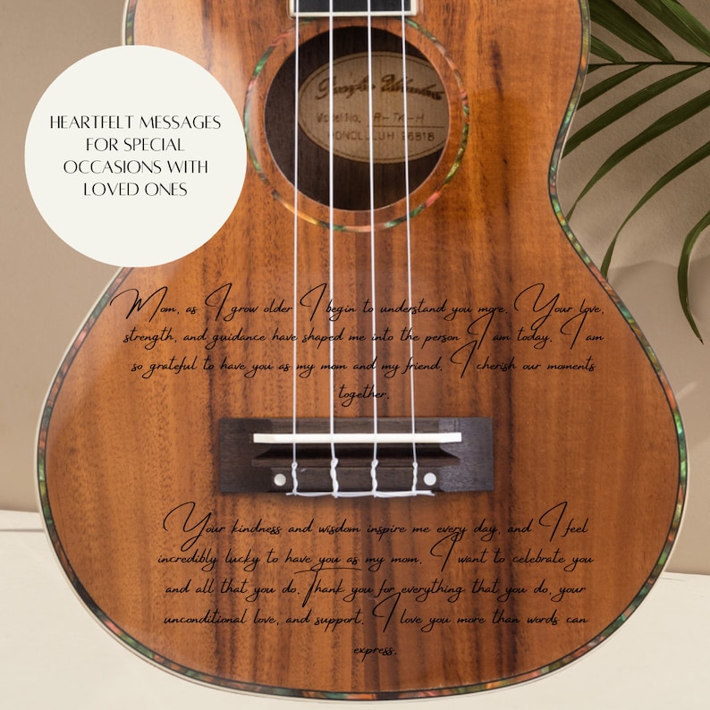 Personalized Engrave Koa Tenor Ukulele Customized Fathers Mothers Day ...