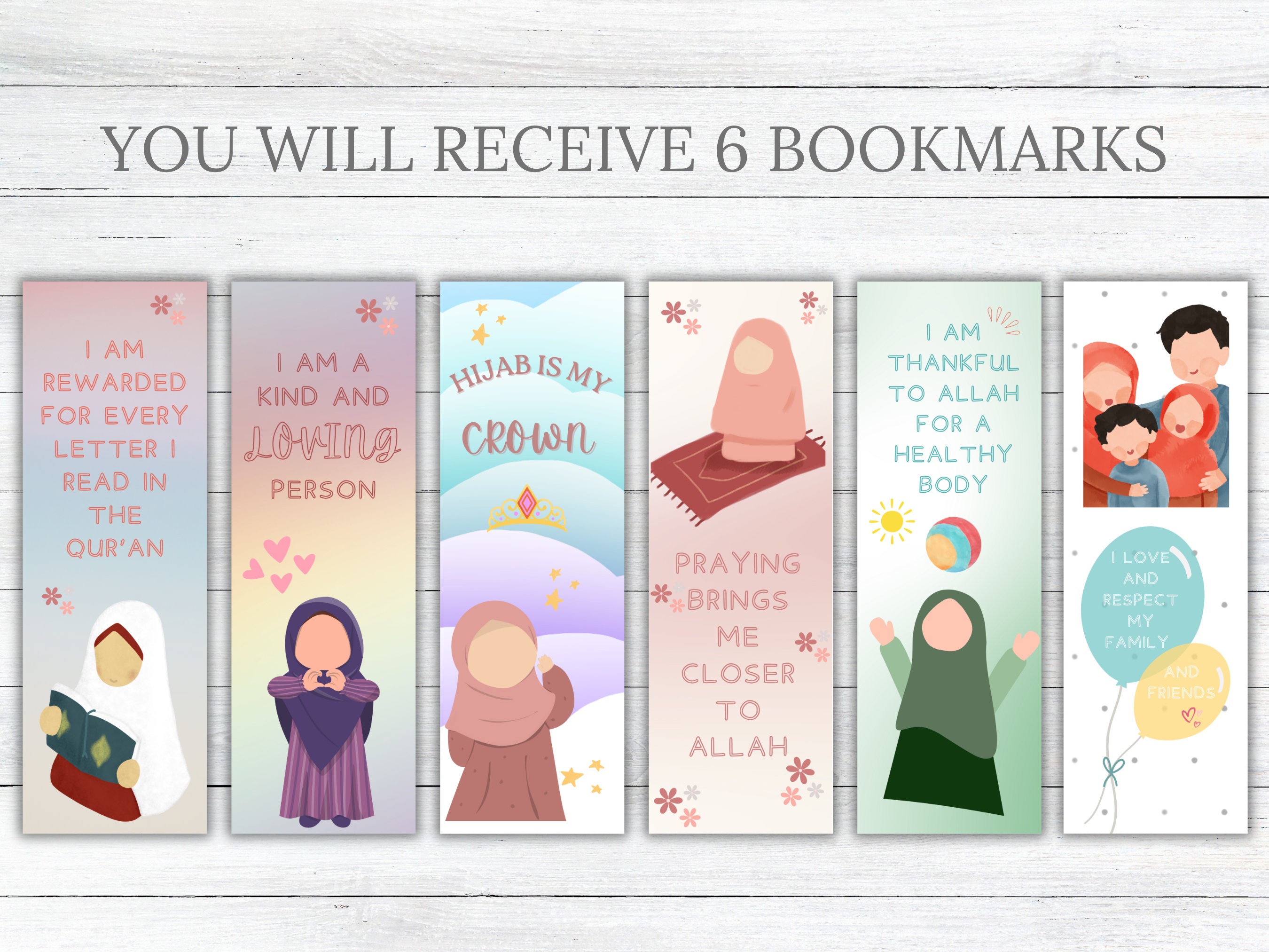 Kids Islamic Affirmation Bookmarks,muslimah,islamic Bookmarks,islamic ...