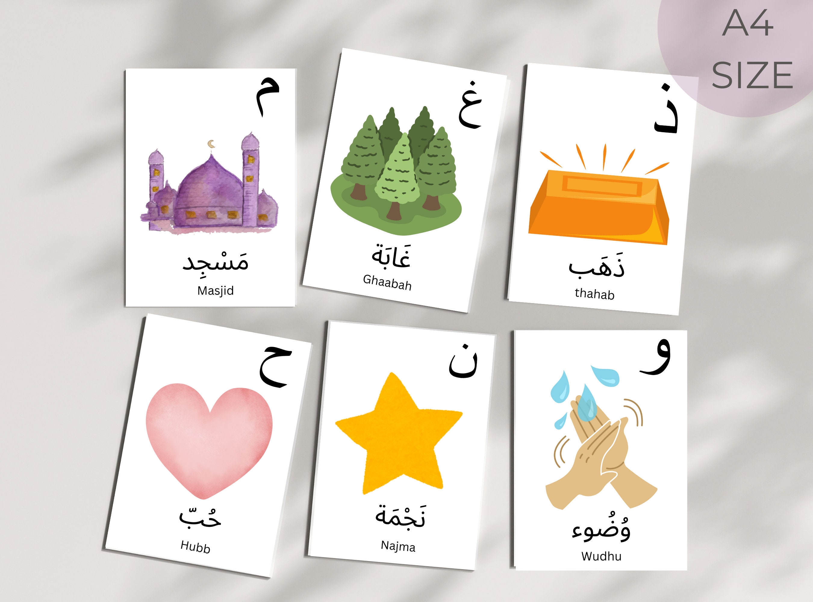 Arabic Alphabet Flashcards,educational,islam for Kids,arabic Learning ...