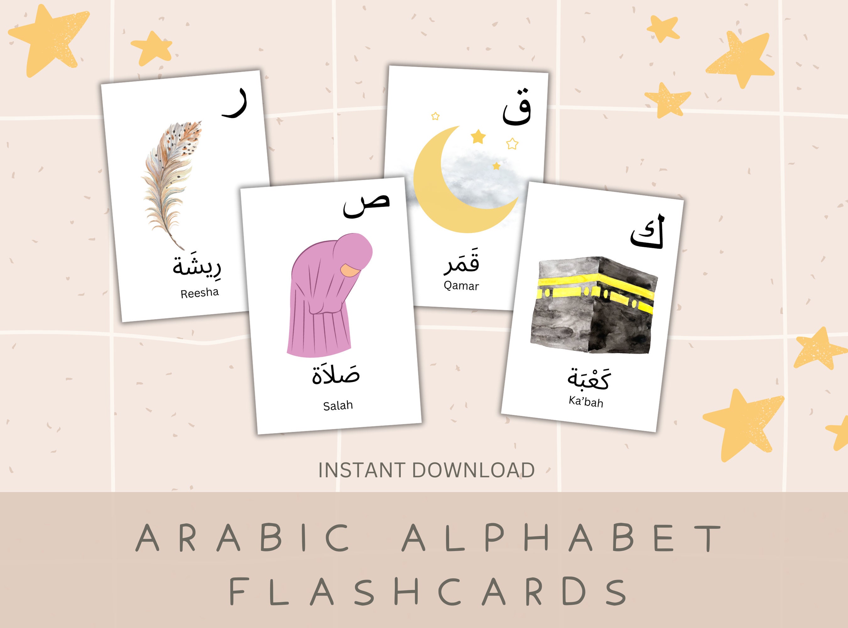 Arabic Alphabet Flashcards,educational,islam for Kids,arabic Learning ...