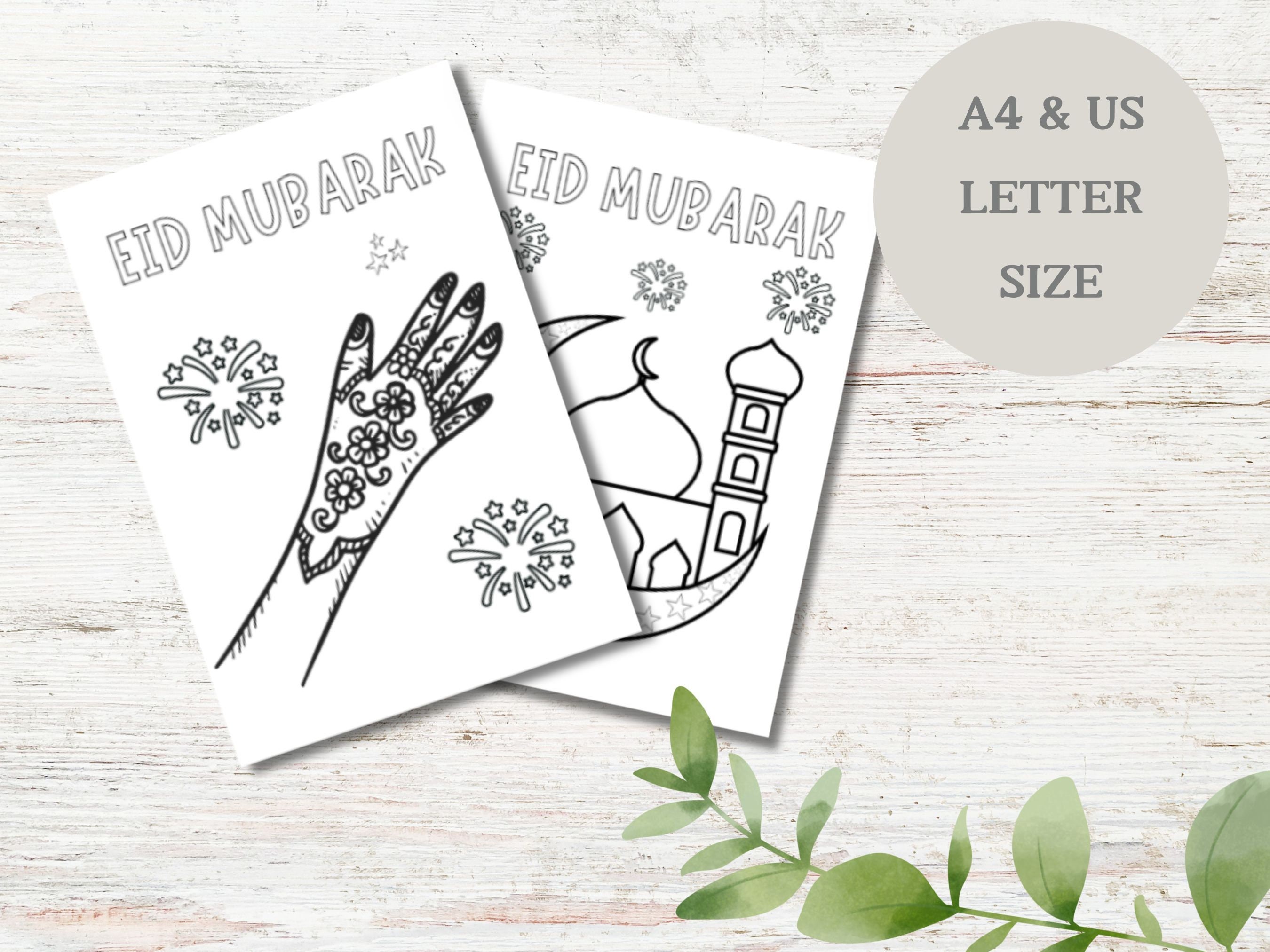 Eid Colouring Cards,eid Printables,eid Kids Activities,eid Diy Cards ...