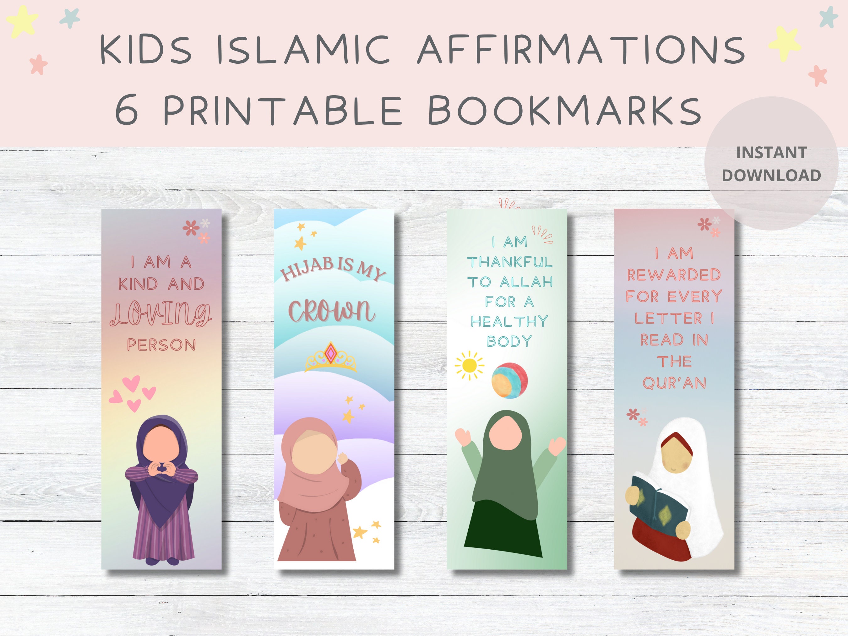 Kids Islamic Affirmation Bookmarks,muslimah,islamic Bookmarks,islamic ...