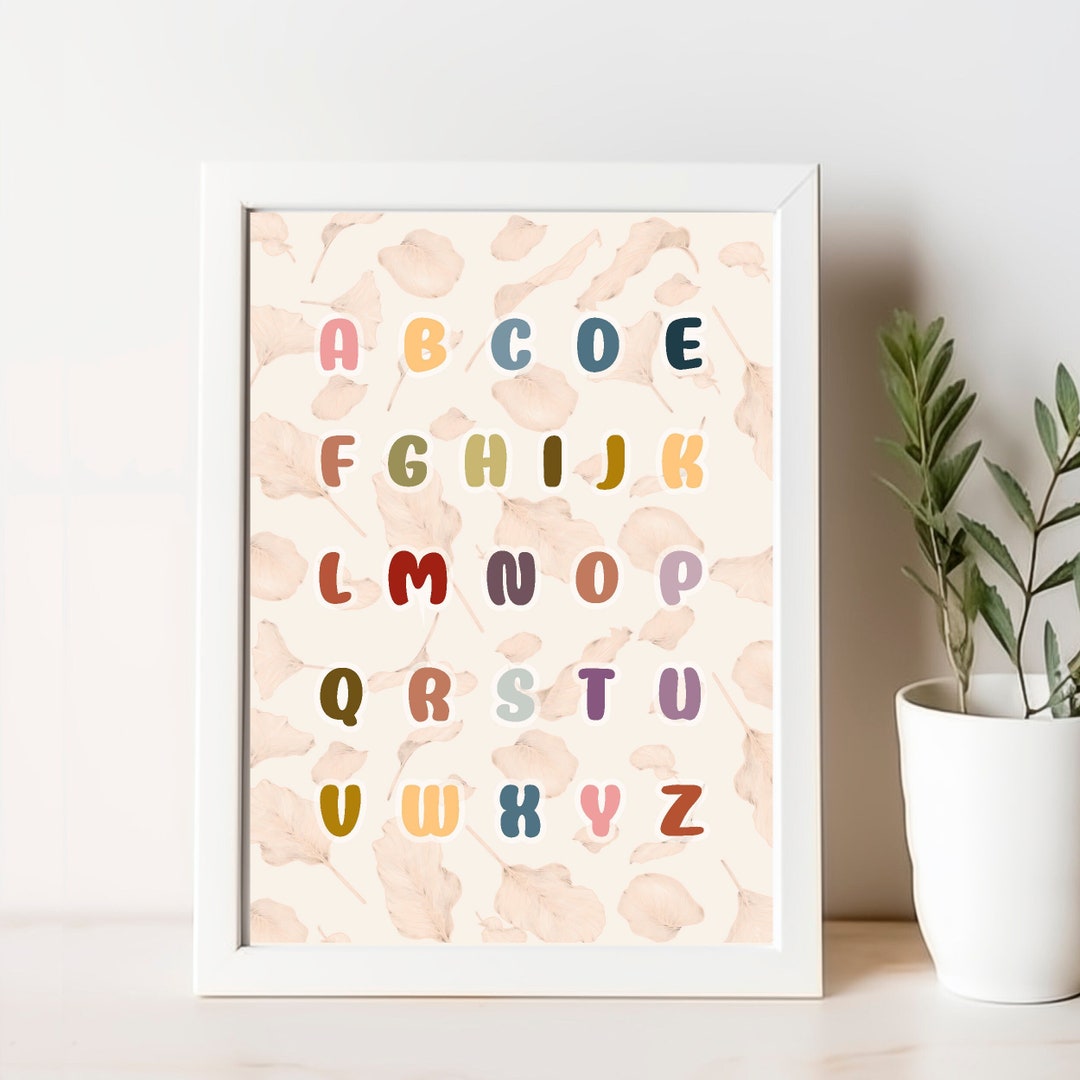 Rainbow Alphabet Poster, Printable Wall Art Print, Educational Wall ...