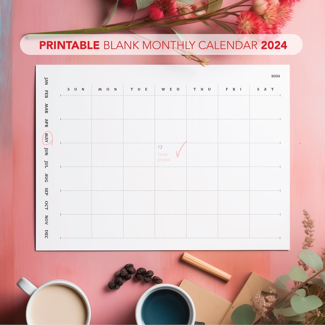 Blank Calendar Printable 2024 Monthly Blank Calendar A3 A4 - Etsy