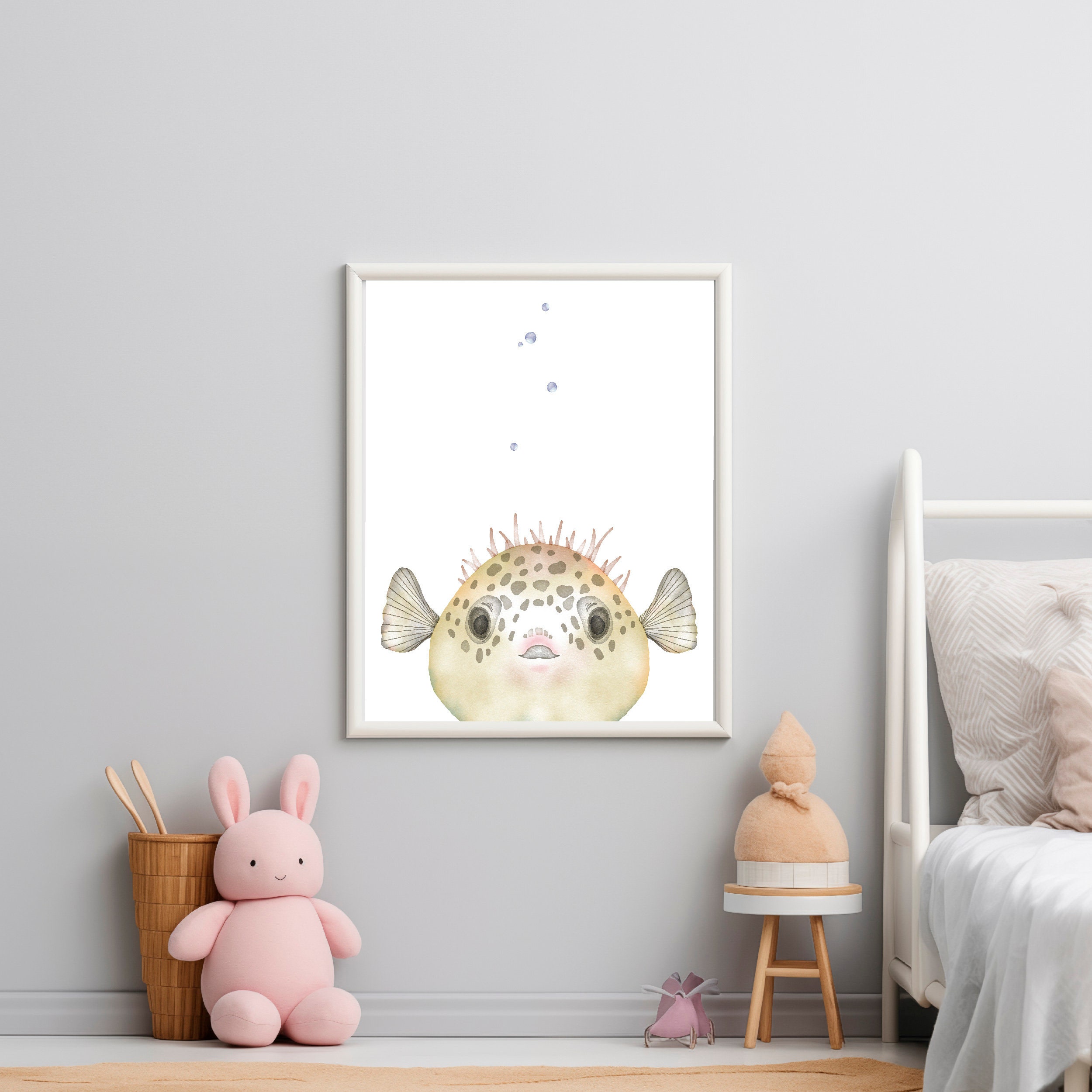 Printable Ocean Life Wall Art, Baby Animals Room Decor, Watercolor ...