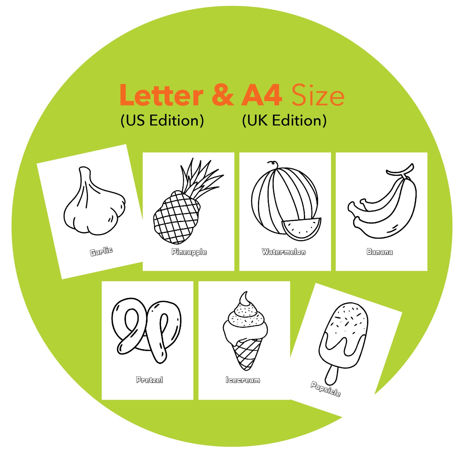 Coloring Pages for Toddlers, 50 Different Types of Food, Big and Simple ...