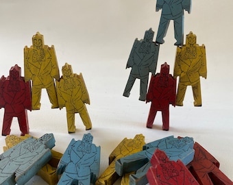 Bill Ding Blocks Balancing Building 14 Vintage Wood Stacking Men 4.5 ...