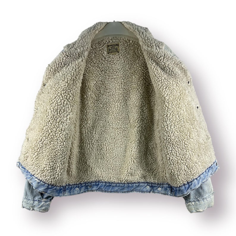 Vintage Big John Distressed Patches Denim Sherpa Trucker Jacket - M - Etsy