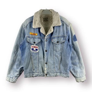 Vintage Big John Distressed Patches Denim Sherpa Trucker Jacket - M - Etsy