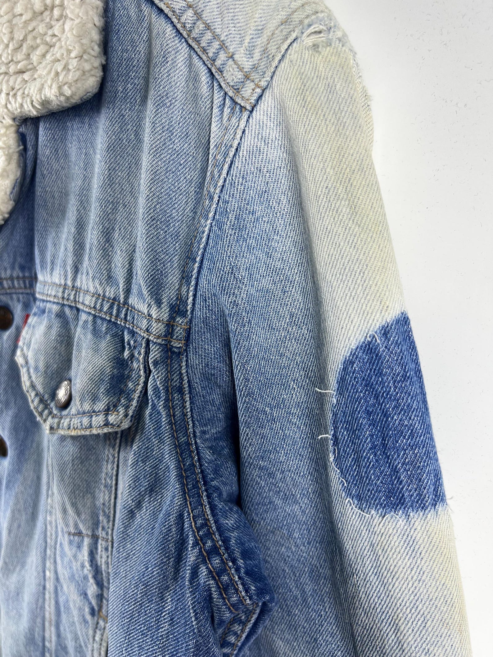 Vintage Big John Distressed Patches Denim Sherpa Trucker Jacket - M - Etsy