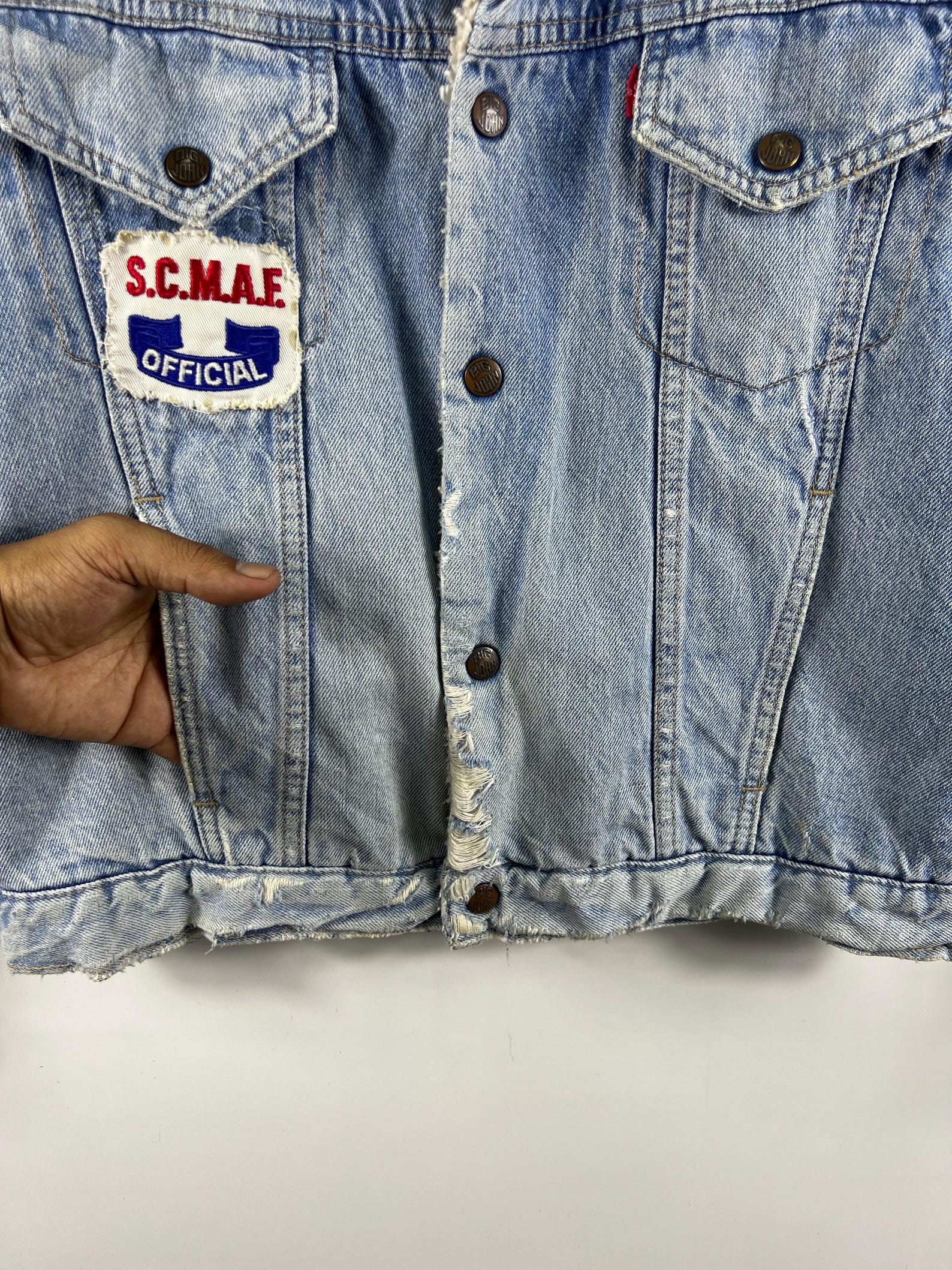 Vintage Big John Distressed Patches Denim Sherpa Trucker Jacket - M - Etsy