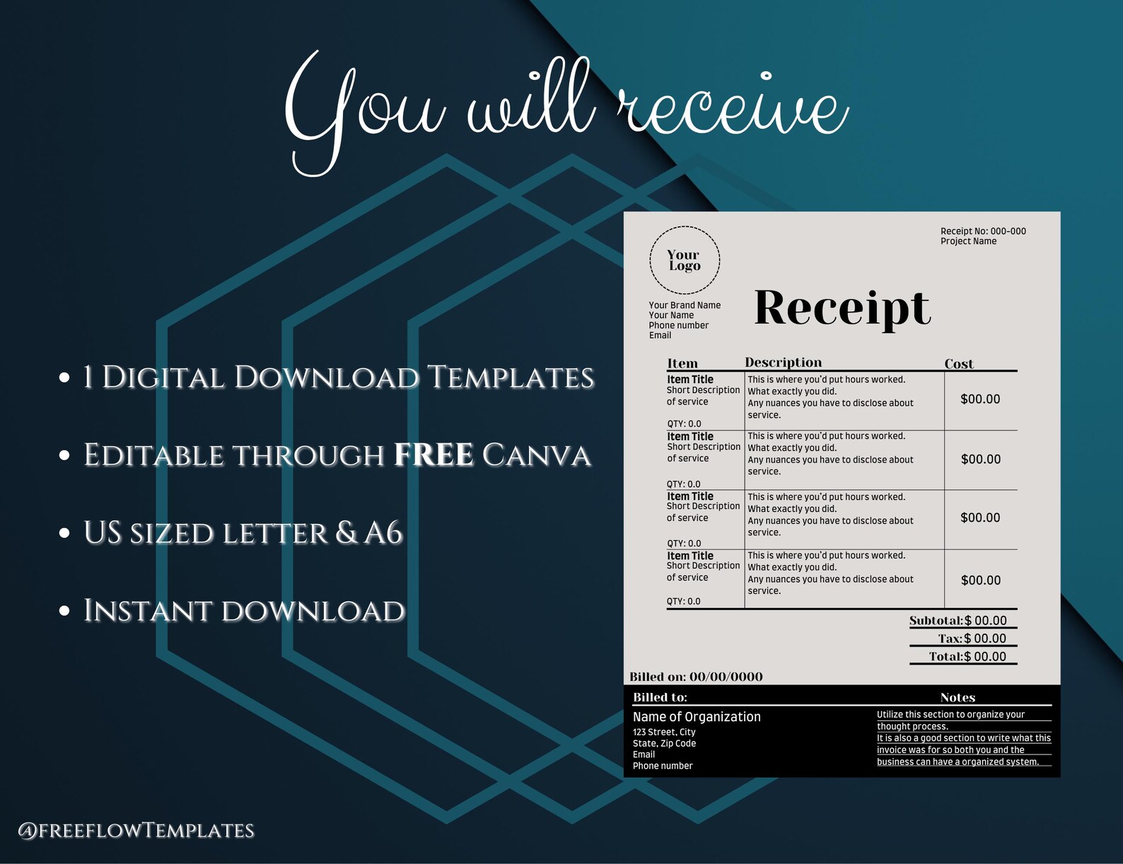 The Ultimate Receipt Template, Easy to Edit, Free Canva, PDF, Digital ...