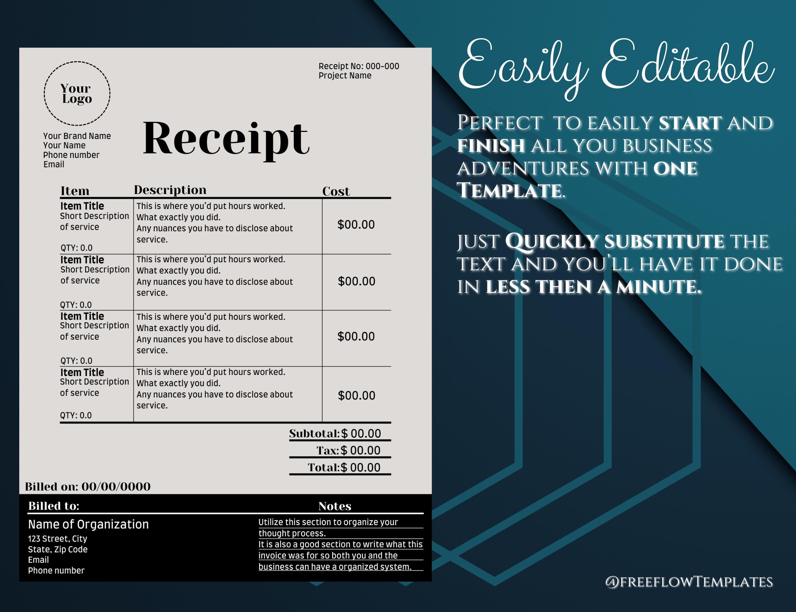 The Ultimate Receipt Template, Easy to Edit, Free Canva, PDF, Digital ...