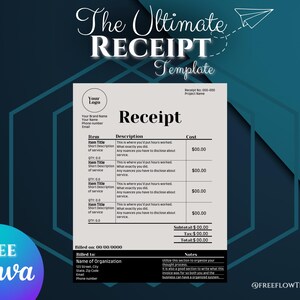 The Ultimate Receipt Template, Easy to Edit, Free Canva, PDF, Digital ...