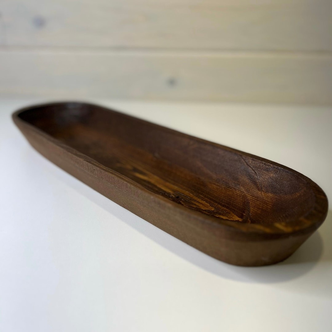 Long Wood Bowl - Candle Ready Farmhouse Wood Bowl 6" X 29" X 2 ...