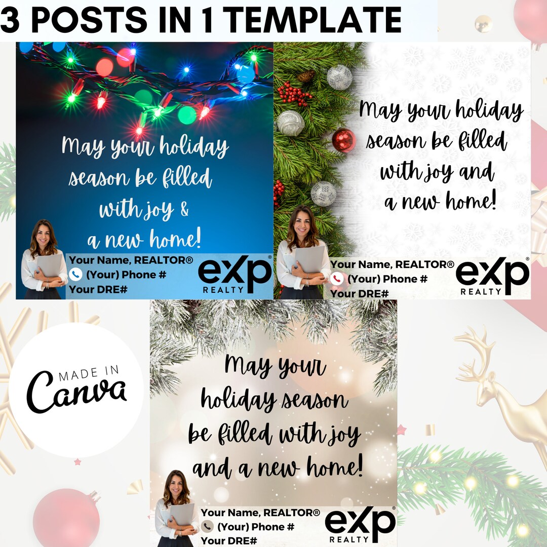 3 in 1 Template Real Estate Holiday Instagram Post, Realtor Holiday ...