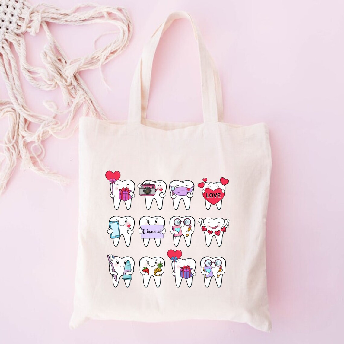Teeth Tote Bag, Cute Teeth Tote Bag, Dental Assistant Tote Bag, Dental ...